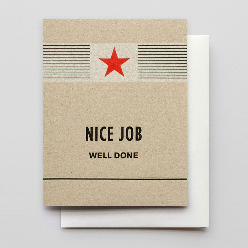 Nice Job Red Star Letterpress Greeting Card – HAMMERPRESS
